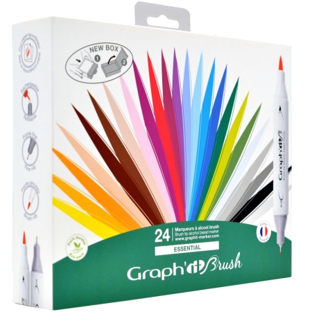 Set carioci Graphit brush marker 24 - Essential - Colorit