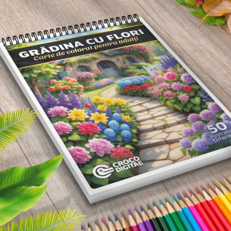 Carte de colorat - Gradina cu Flori - Colorit