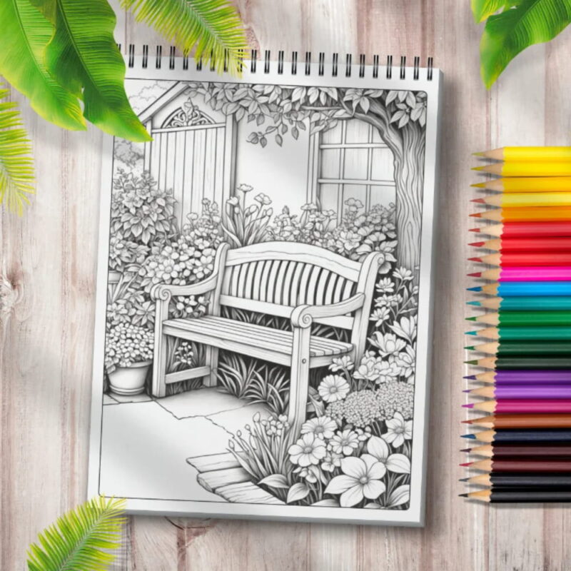 Carte de colorat - Gradina cu Flori - Colorit